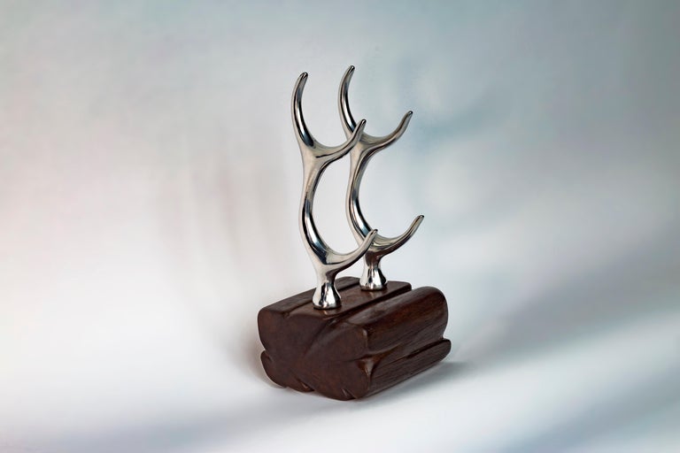 Antler Wine Bottle Display, Cast Aluminum + Ironwood, Jordan Mozer ...
