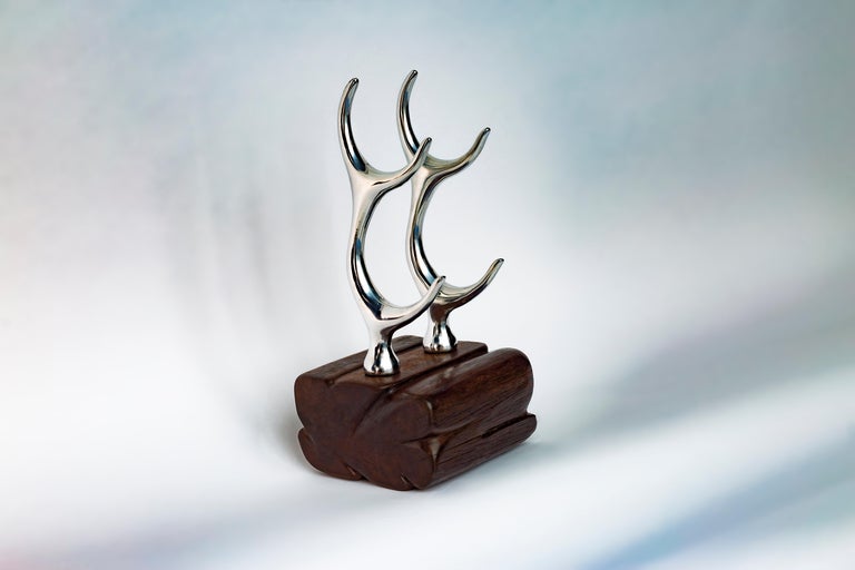 Antler Wine Bottle Display, Cast Aluminum + Ironwood, Jordan Mozer ...