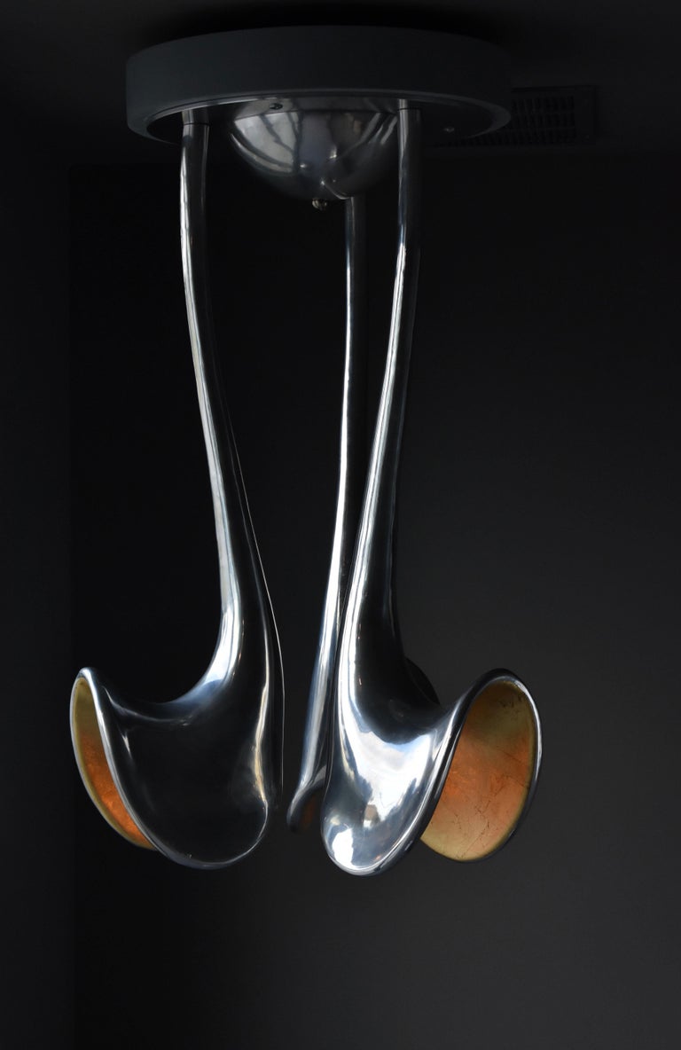 Jordan Mozer, Organic Chandelier, Studio of Artist, Aluminum, Gold Leaf ...