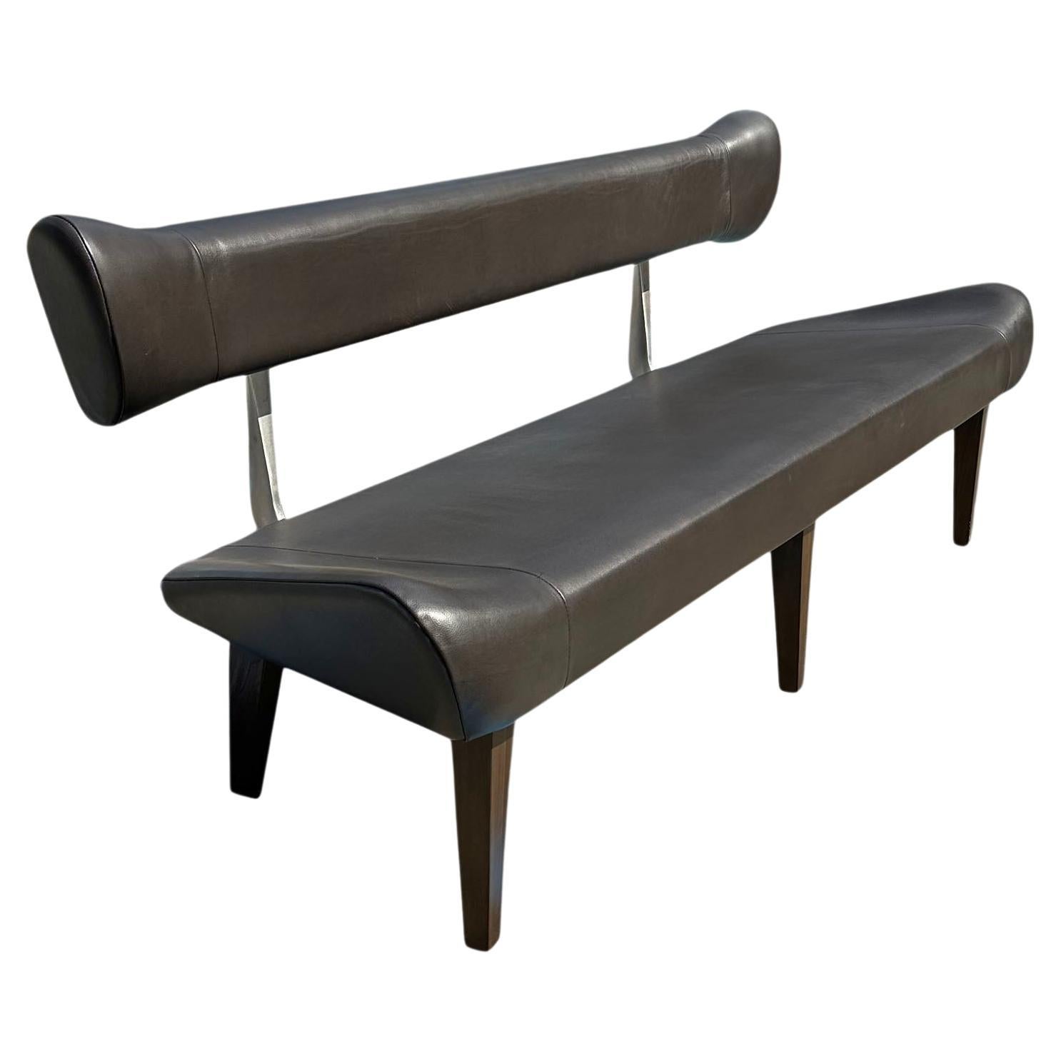 Jordan Mozer “Papa” Modernist Leather Settee For Sale at 1stDibs