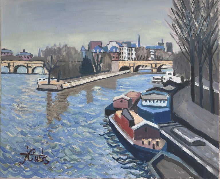 Jordi Curos - Seine Paris France oil on canvas painting urbanscape ...