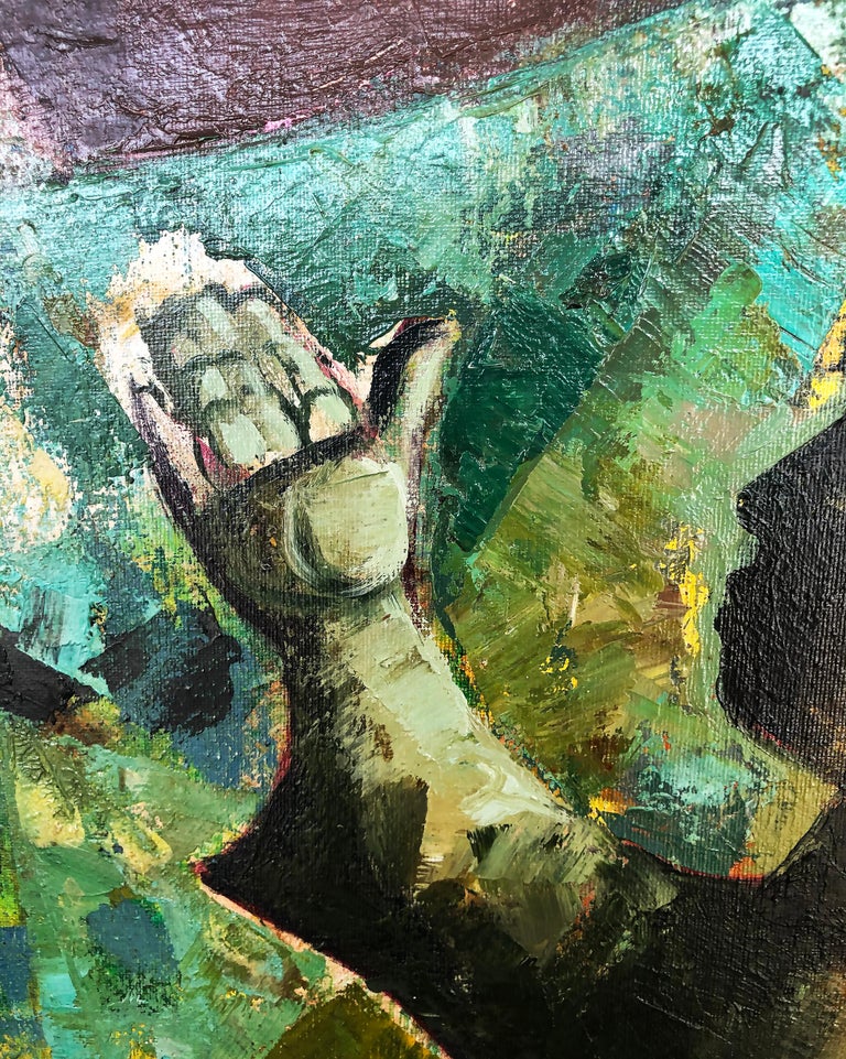 Jordi Pla Domenech Large Abstract Cubist Oil Painting, Signed at 1stDibs