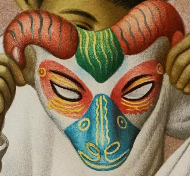 Jorge Martinez - The Boy with a Mask, Mexican Artist, Hand Finished ...