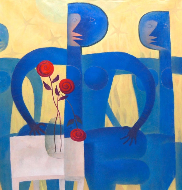 Jorge Vallejos - Cubist Abstract Mexican Dama Azul For Sale at 1stDibs