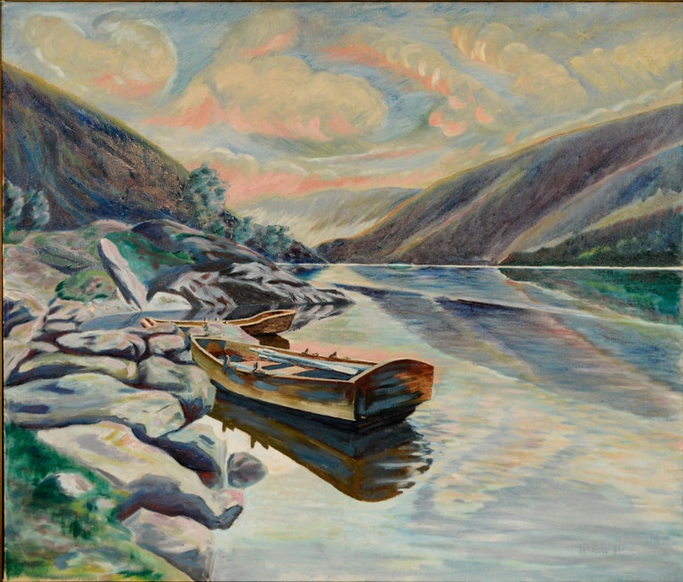 Boat and Fjord Scandinavia by Jorgen Hansen Denmark For Sale at 1stDibs