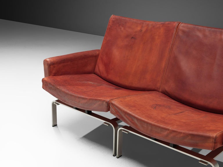 Jorgen Hoj for Niels Vitsøe Sofa '202' in Red Leather and Steel For ...