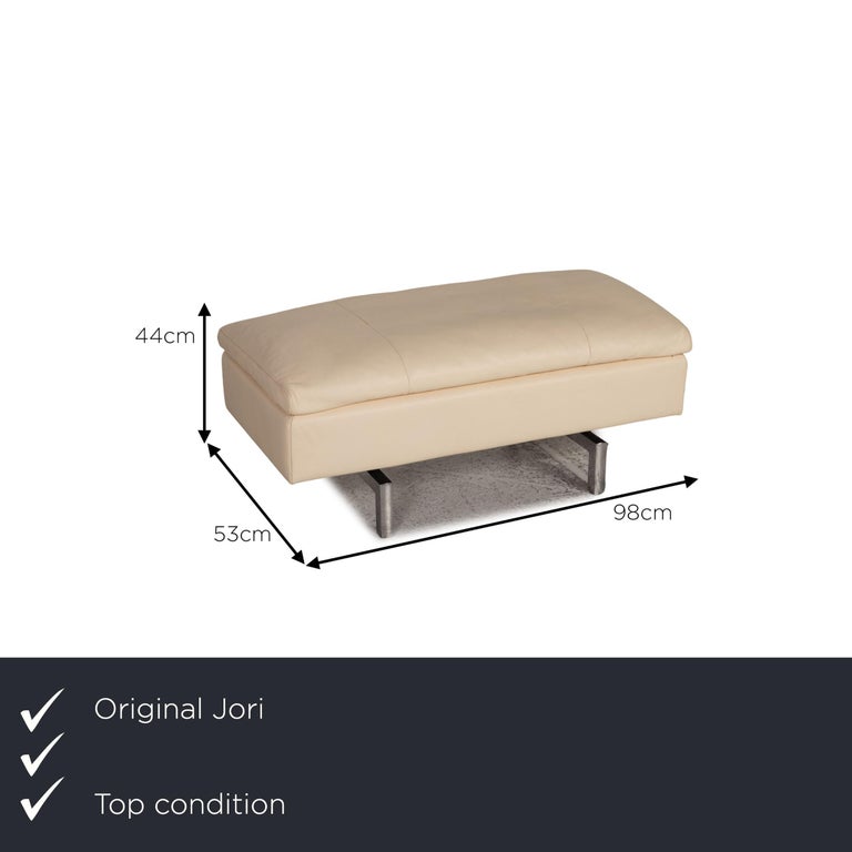 Jori Shiva Leather Stool Cream For Sale at 1stDibs