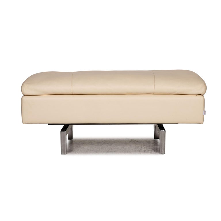 Jori Shiva Leather Stool Cream For Sale at 1stDibs