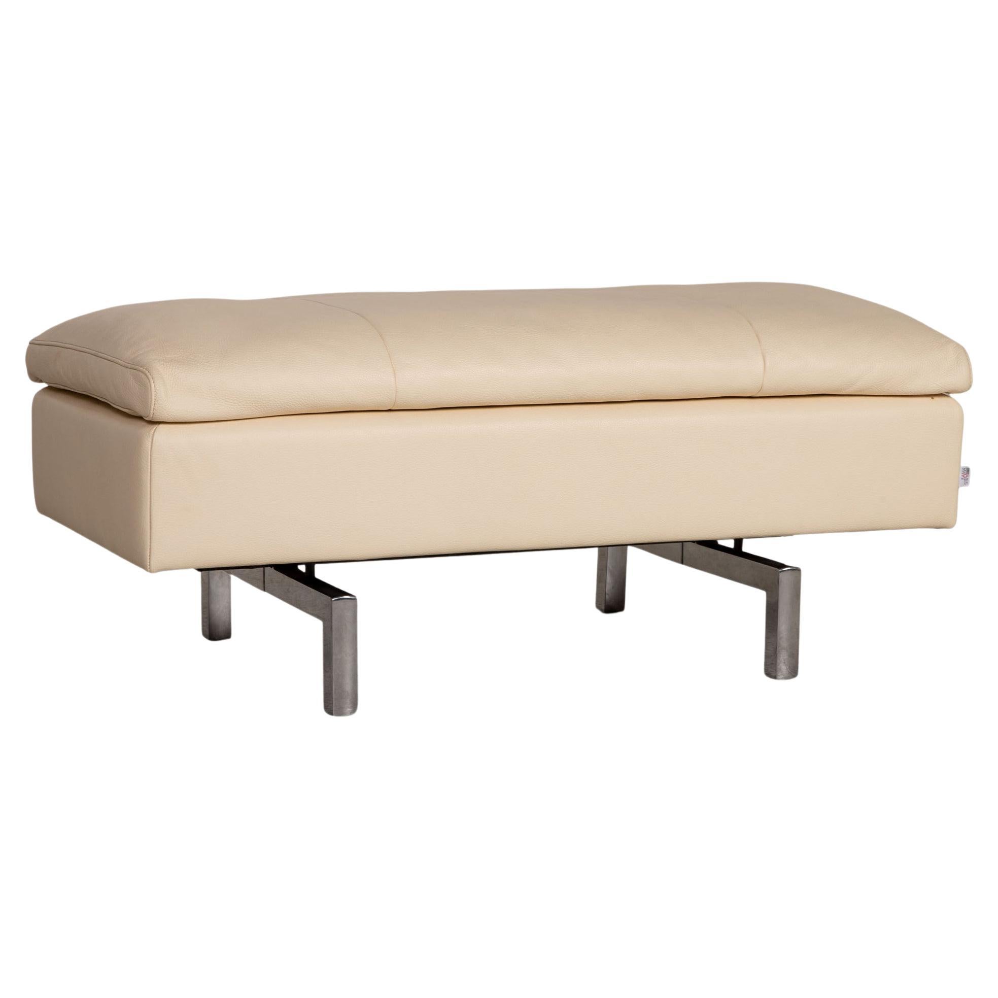 Jori Shiva Leather Stool Cream For Sale at 1stDibs