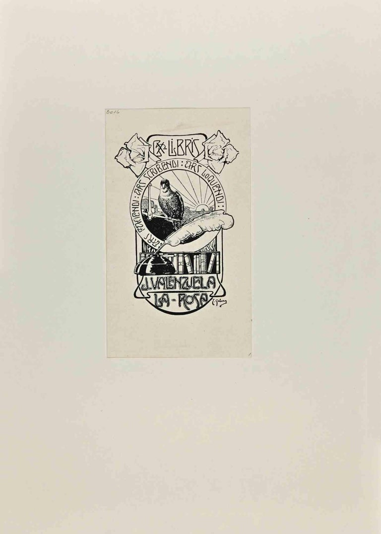 José Galiay - Ex Libris J. Valenzuela La - Rosa - Woodcut by José ...