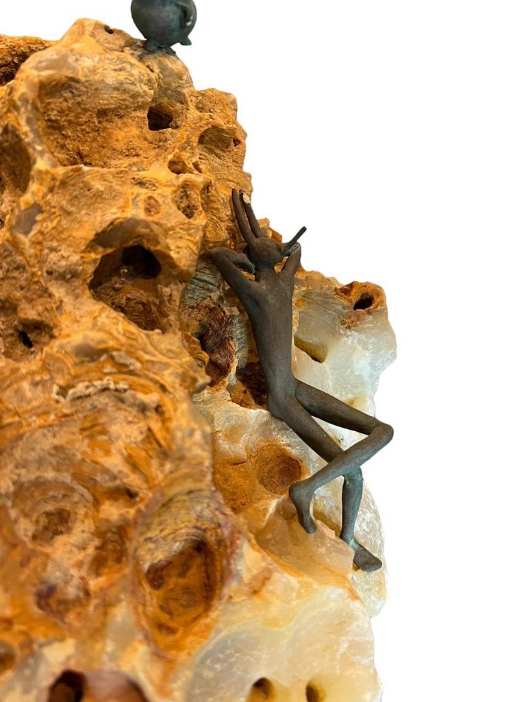 Jose Bedia, Pair of Contemporary Sculptures, Cuban, Bronze and Stone ...