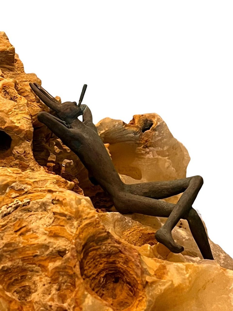 Jose Bedia, Pair of Contemporary Sculptures, Cuban, Bronze and Stone ...