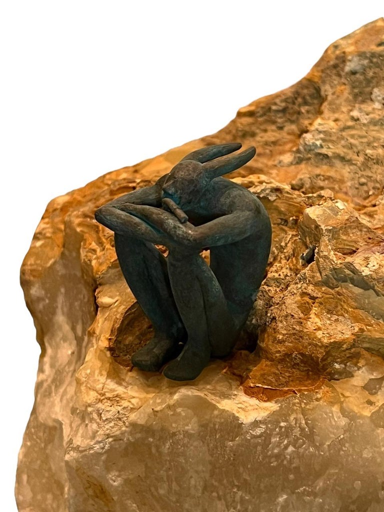 Jose Bedia, Pair of Contemporary Sculptures, Cuban, Bronze and Stone ...