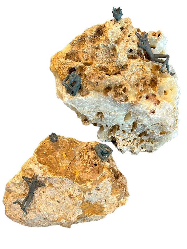 Jose Bedia, Pair of Contemporary Sculptures, Cuban, Bronze and Stone ...