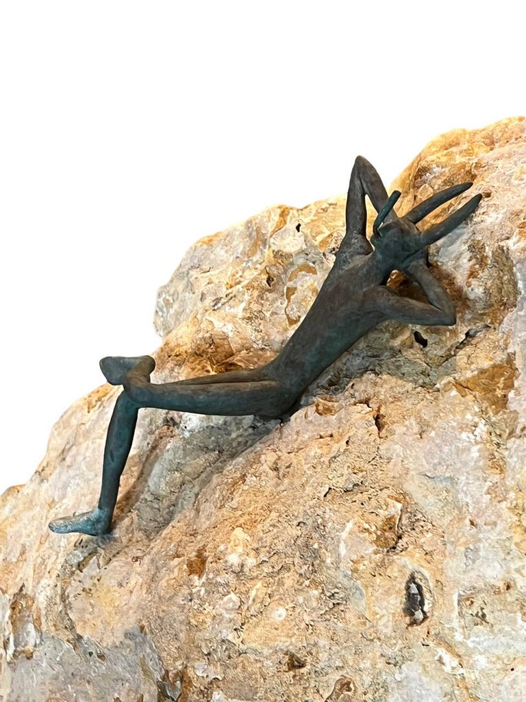 Jose Bedia, Pair of Contemporary Sculptures, Cuban, Bronze and Stone ...