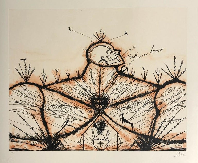 Jose Bedia - Jose Bedia, 'Nkunia Brava', 2019, Etching, 25.4x33.7 in ...
