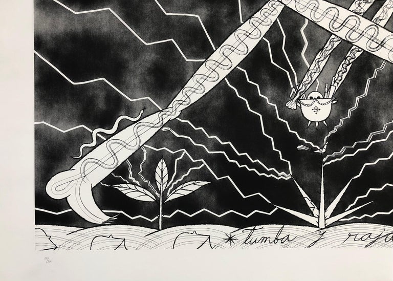 Jose Bedia - Jose Bedia, "Tumba y Raja", 2019, engraving, 43x68in For ...