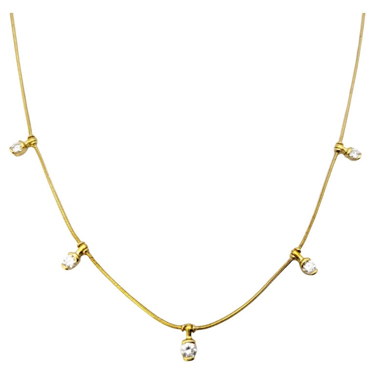 Jose Hess 'Garden Lights' Round Diamond 18 Karat Yellow Gold 5 Station ...