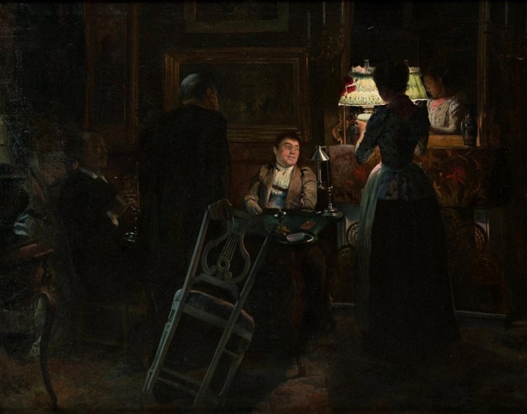 José Jiménez Aranda - "Partida de Tresillo", Late 19th Century Oil on ...