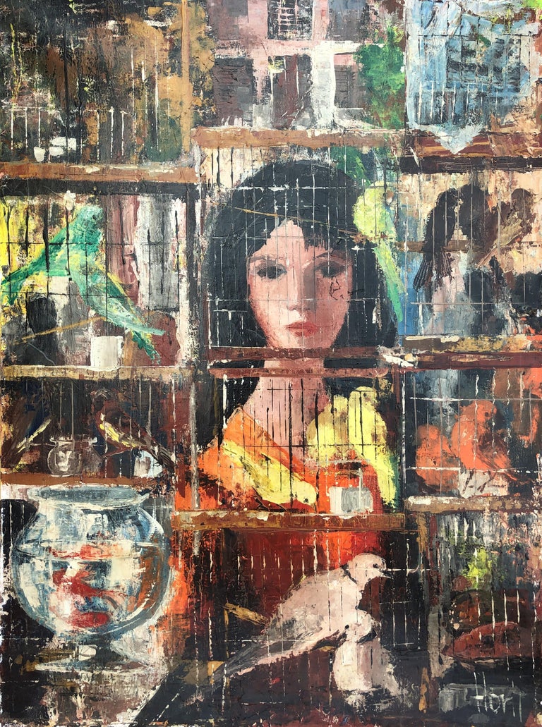 Jose Luis Florit Rodero - Maison d'oiseaux animalerie huile sur toile ...