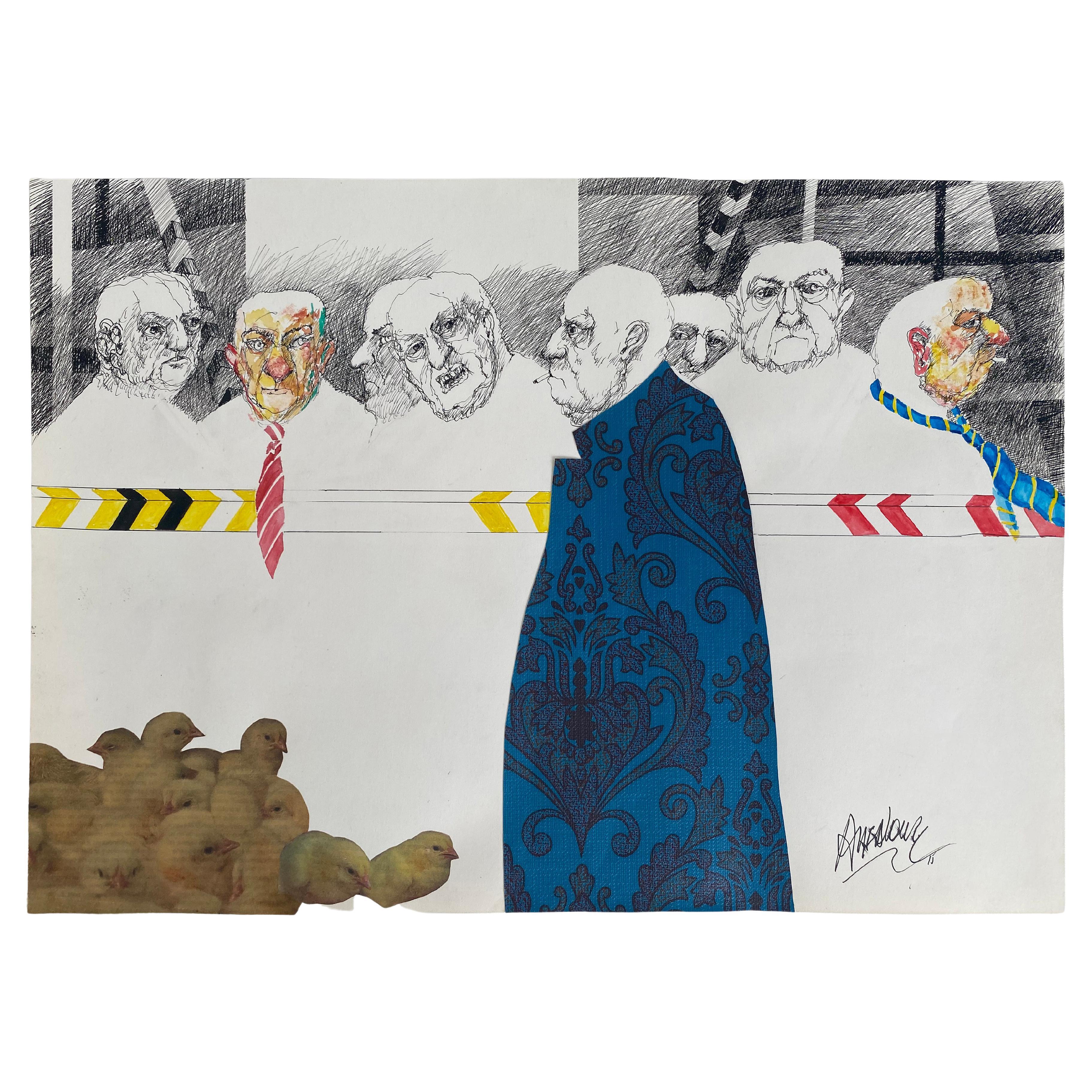 Œuvre abstraite tridimensionnelle postmoderne en techniques mixtes de ...