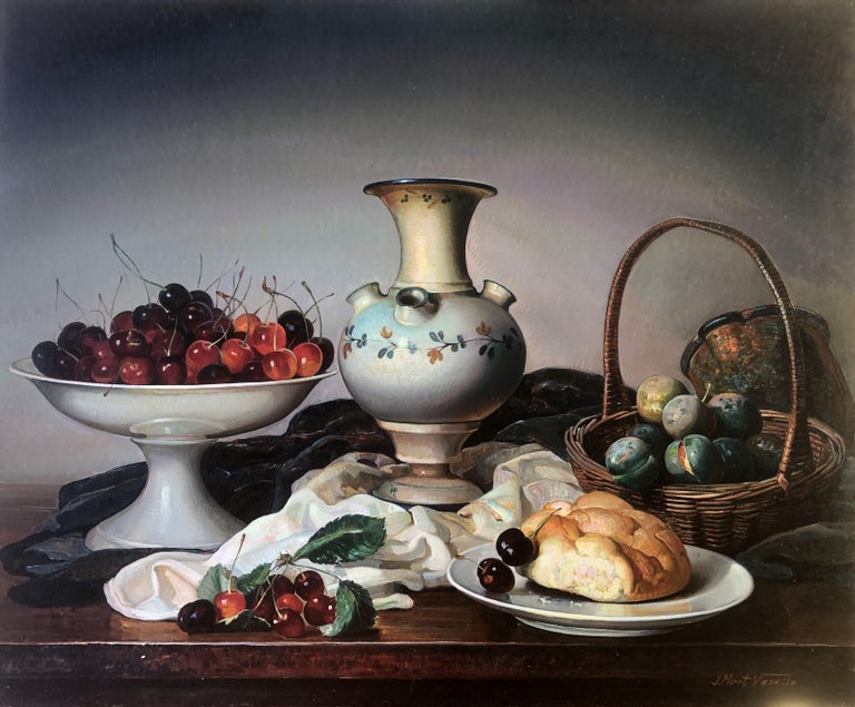 Jose Miret Vasallo - Still-life oil on canvas painting For Sale at 1stDibs