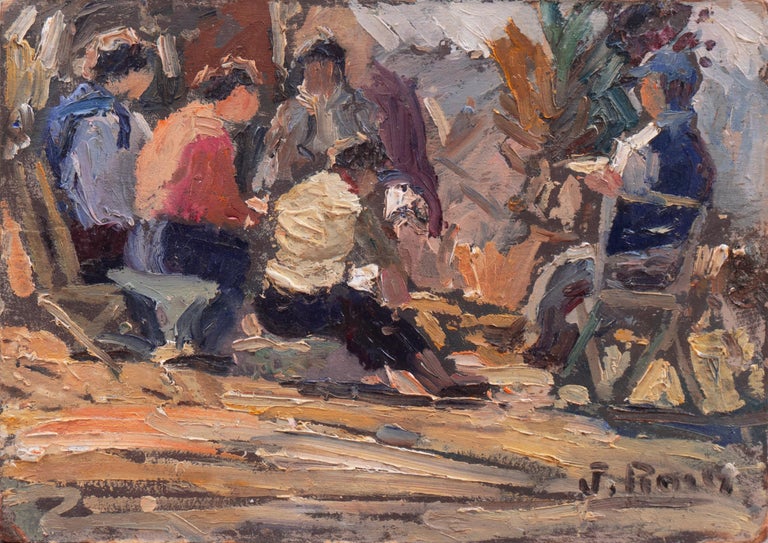 Jose Roig - 'Seated around the Fire', Argentine For Sale at 1stDibs
