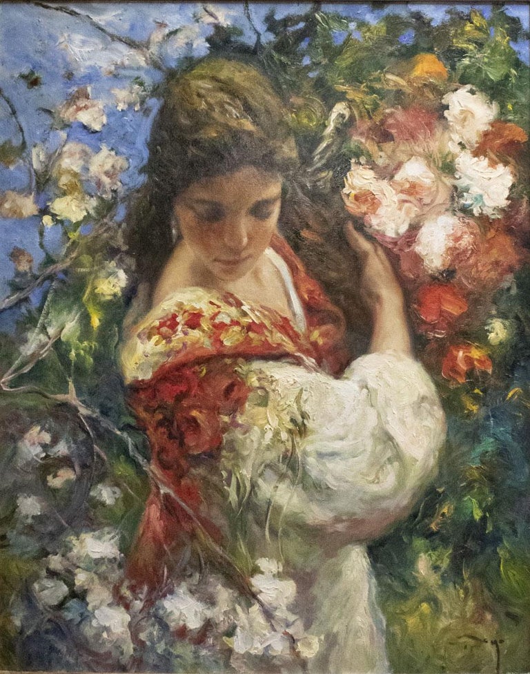 José Royo - In the Garden - José Royo Oil painting on canvas ...