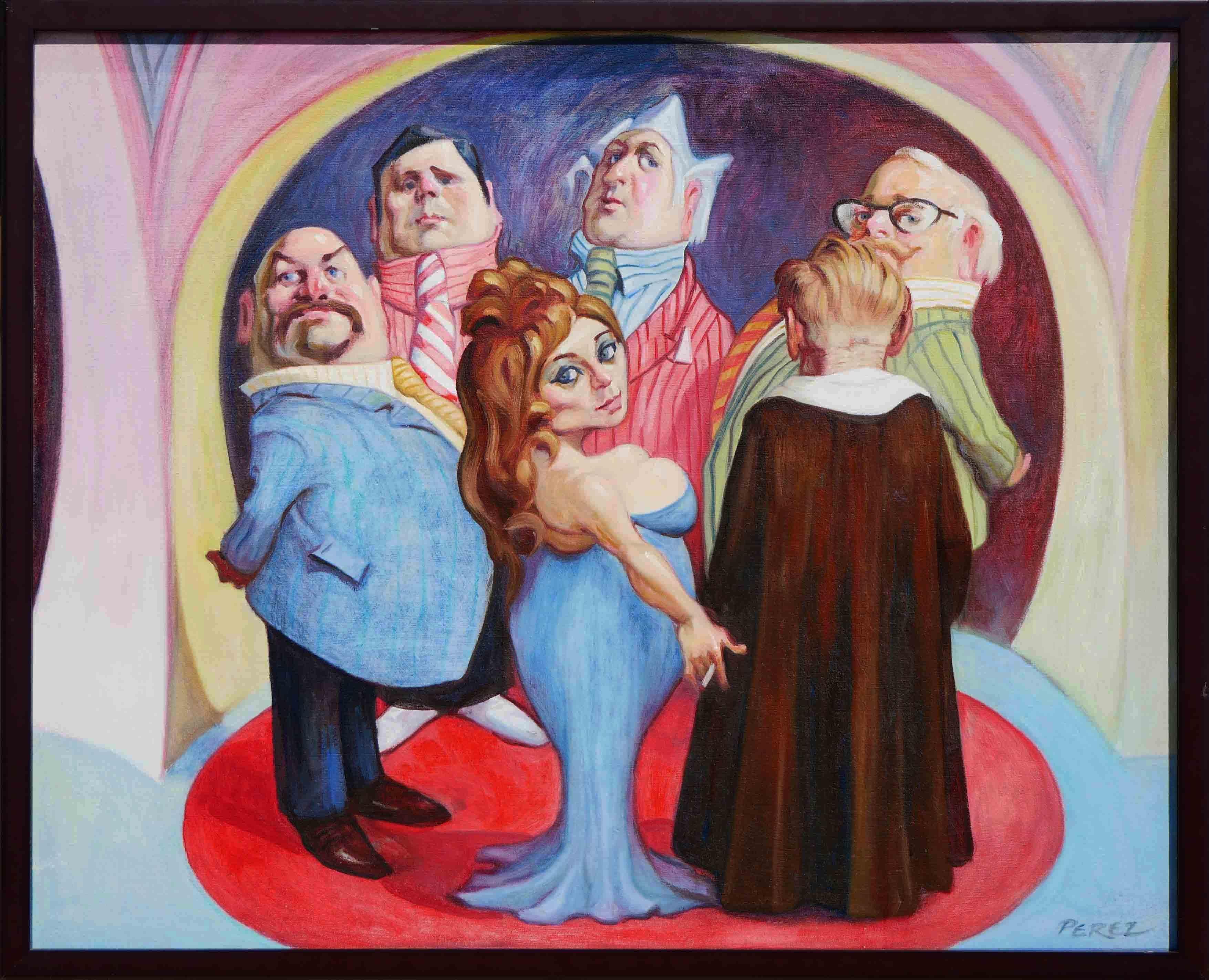 Jose S. Perez - Colorful Modern Figurative Abstract Painting of People ...