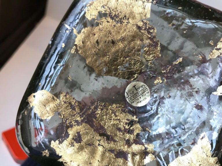 Jose Torres La Colleccion Glass and Gold Leaf Decanter Set, Mexico ...