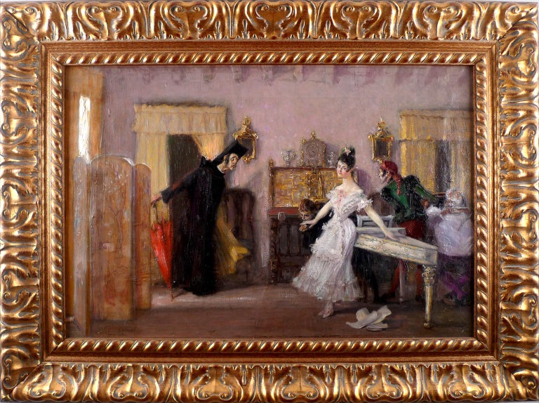 José Villegas - "The Barber of Seville", Early 20th Century Oil on ...