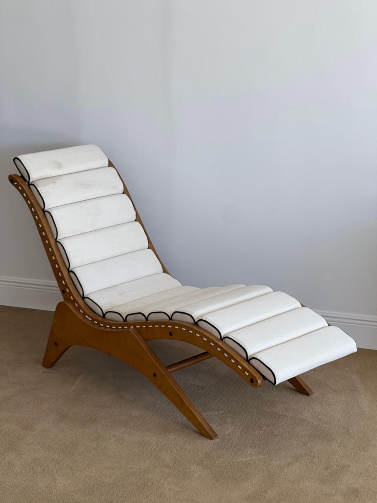 José Zanine Caldas, Chaise Longue, Marine Plywood, Rope, Fabric, Brazil ...
