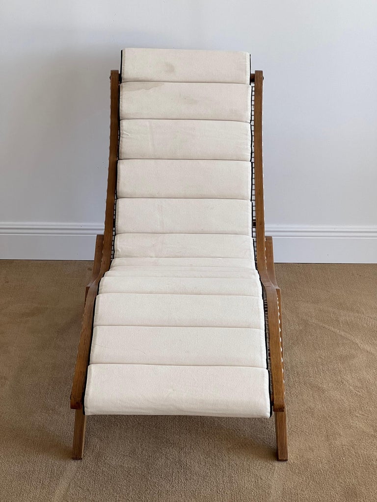José Zanine Caldas, Chaise Longue, Marine Plywood, Rope, Fabric, Brazil ...