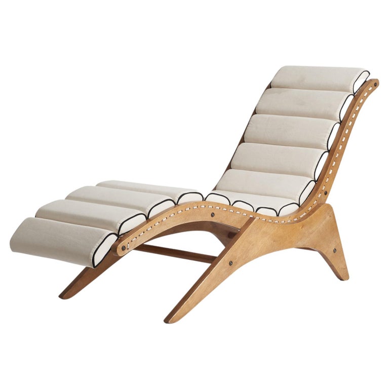 José Zanine Caldas, Chaise Longue, Marine Plywood, Rope, Fabric, Brazil ...