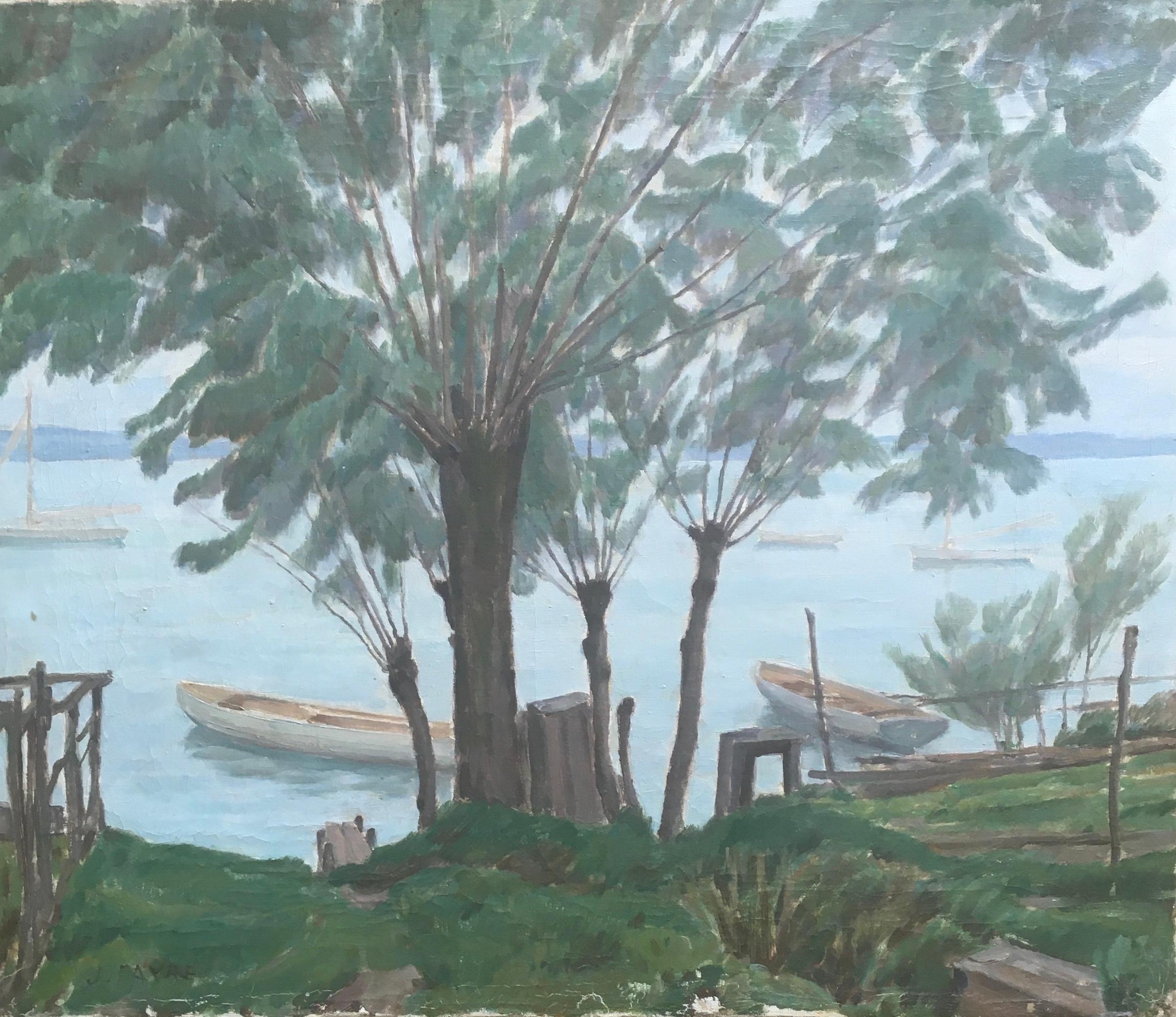 Josef Favre - Edge of Lake Geneva and View of the Jura For Sale at 1stDibs