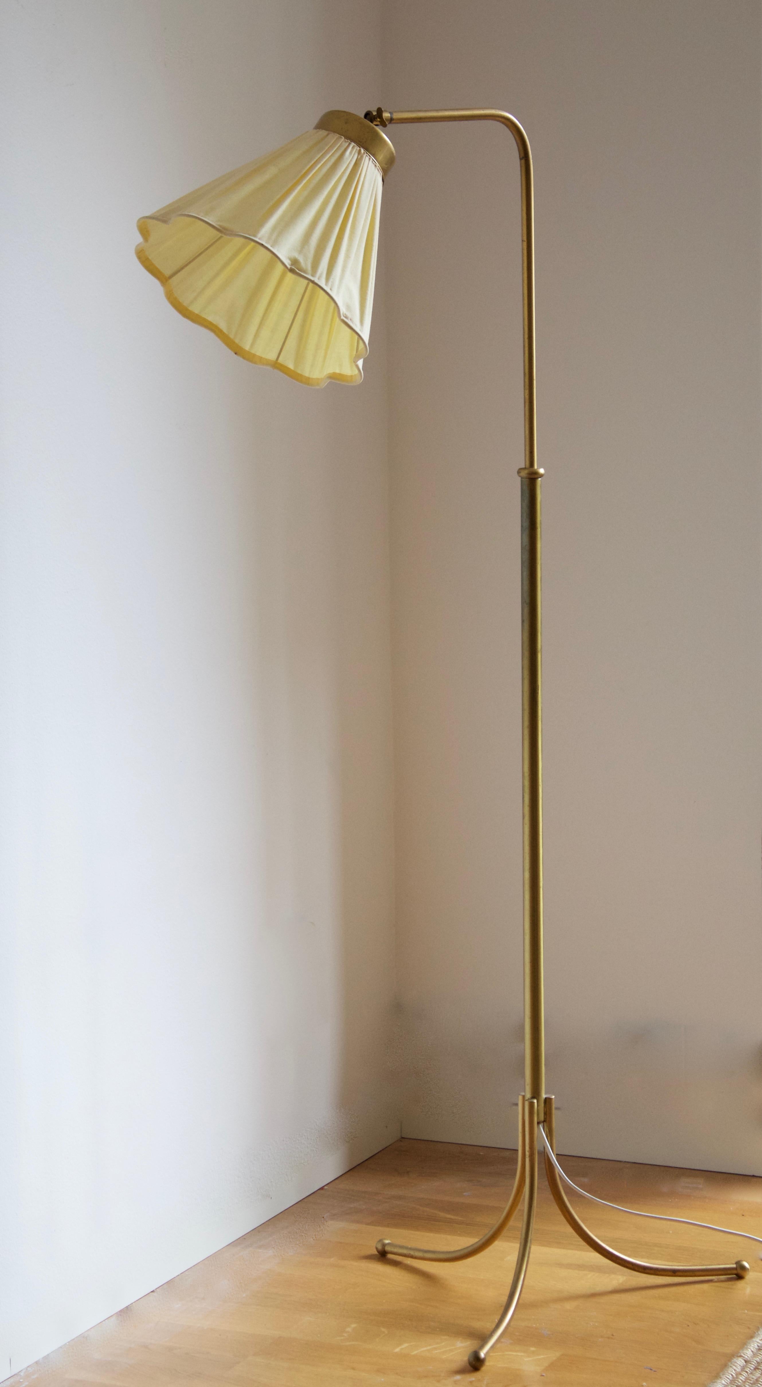 Josef Frank, Adjustable Floor Lamp, Brass, Fabric, Svenskt Tenn, 1950s ...