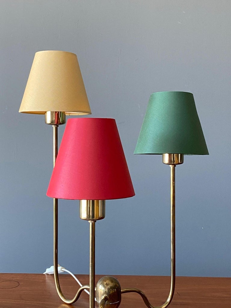 Josef Frank, Table Lamp, Brass, Red, Green, Yellow Screens, Svenskt ...