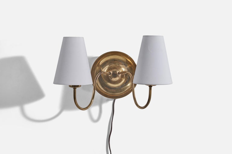 Josef Frank, Wall Light, Brass, Fabric, Sweden, 1950s For Sale at 1stDibs