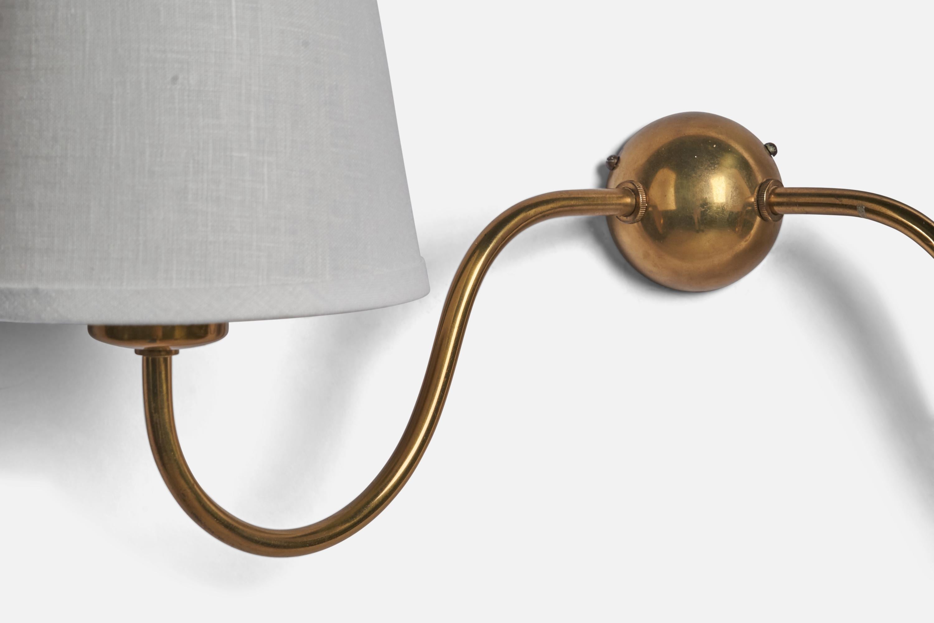 Josef Frank, Wall Light, Brass, Fabric, Sweden, 1950s For Sale at 1stDibs