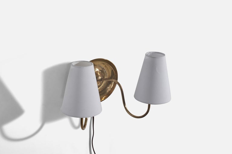 Josef Frank, Wall Light, Brass, Fabric, Sweden, 1950s For Sale at 1stDibs