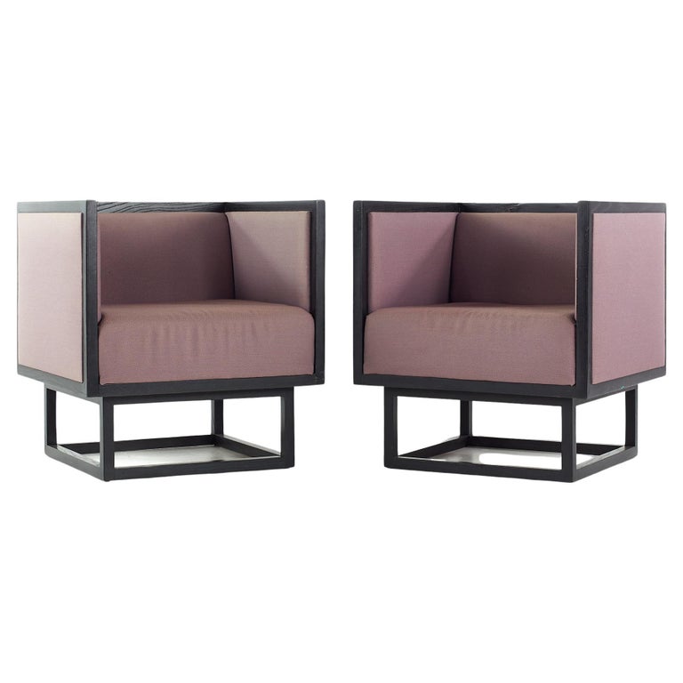Josef Hoffman Style Midcentury Club Chairs, Pair For Sale at 1stDibs