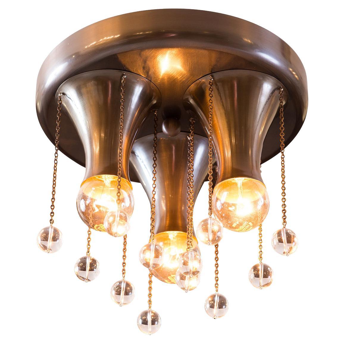 Bare-Bulb Flush Mount Light Fixture (3-Light) at 1stDibs