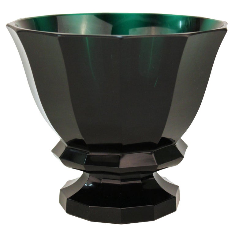 Josef Hoffmann Wiener Werkstatte Glass Vase in Dark Green at 1stDibs