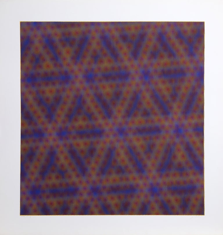 Josef Levi - Purple/Yellow, OP Art Screenprint, 1970 For Sale at 1stDibs