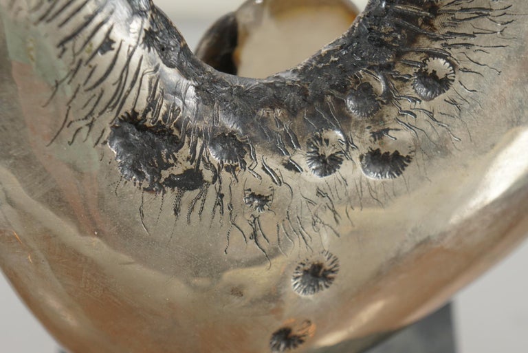 Josef Patriska Cast Nickel and Agate Table Sculpture at 1stDibs