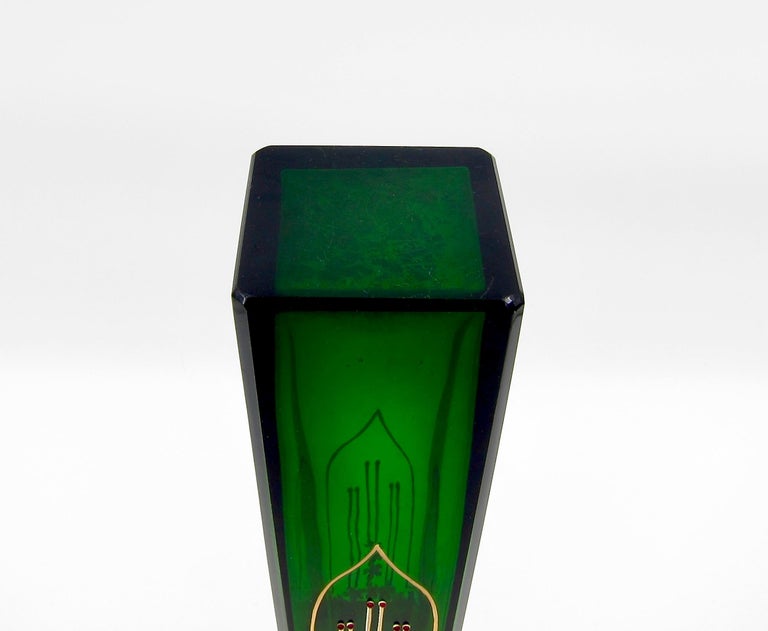 Josef Riedel Jeweled and Enameled Jugendstil Glass Vase at 1stDibs