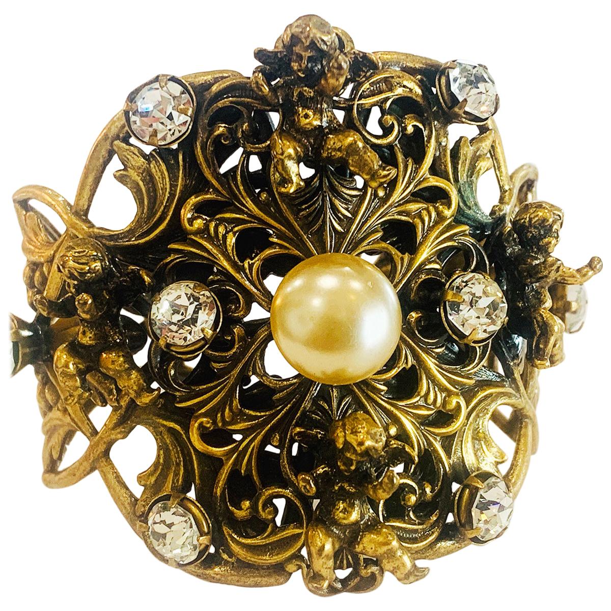 Joseff of Hollywood Russian Gold Cherub Angel bangle bracelet at 1stDibs