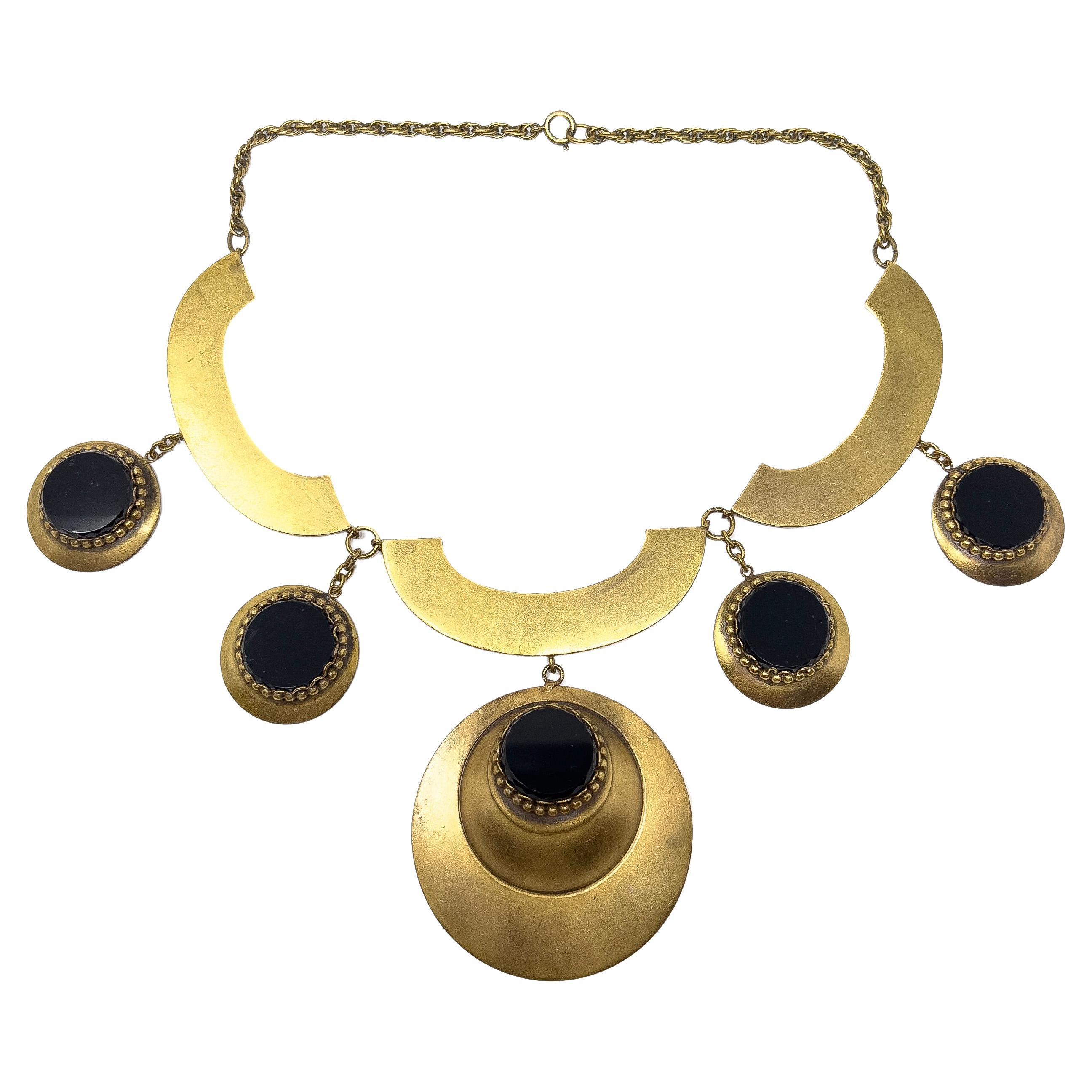 Joseff of Hollywood Vintage Statement Disc Necklace For Sale at 1stDibs