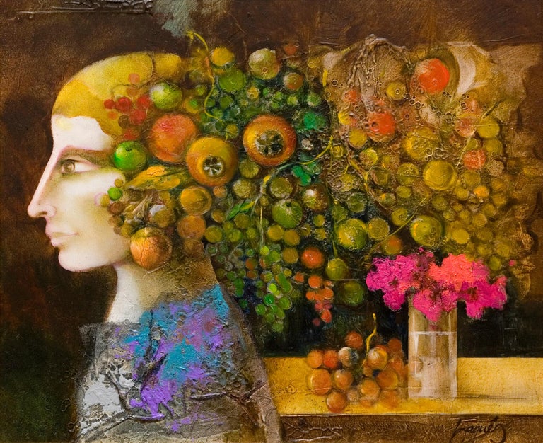 Josep Baques - Josep Baques "Perfil con Frutas y Flores" 15 x 18 in ...