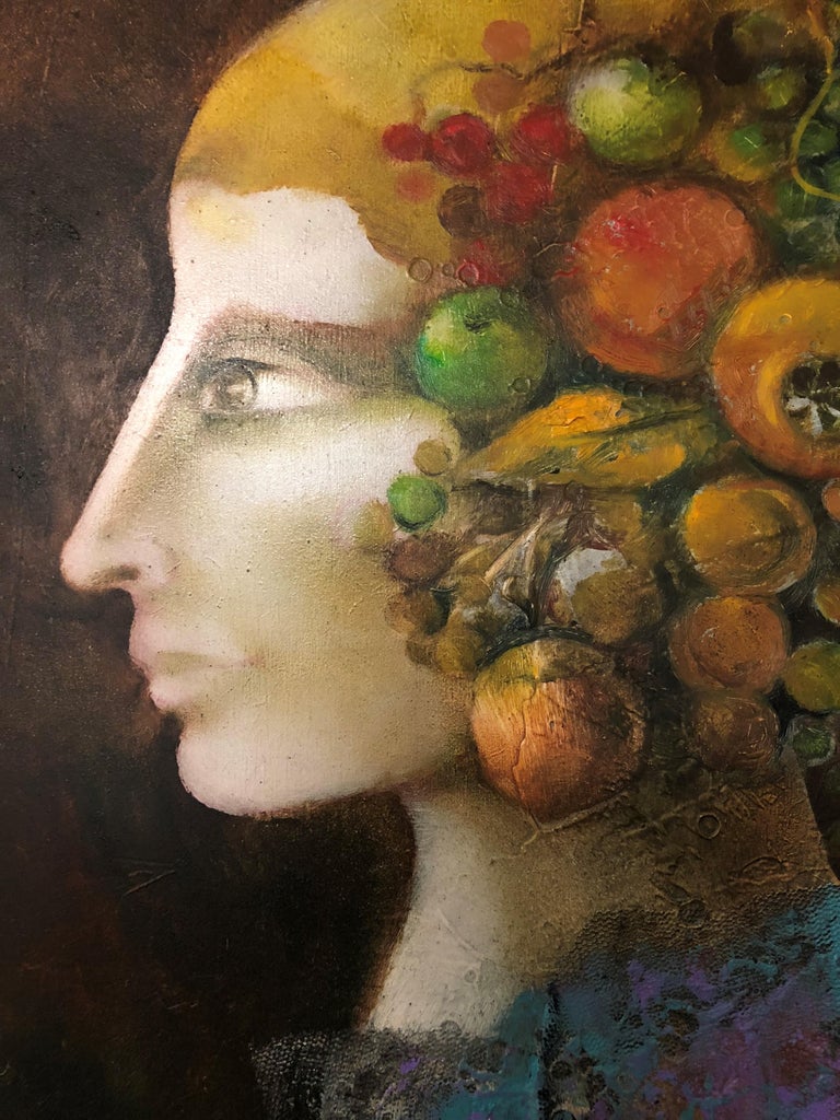Josep Baques - Josep Baques "Perfil con Frutas y Flores" 15 x 18 in ...